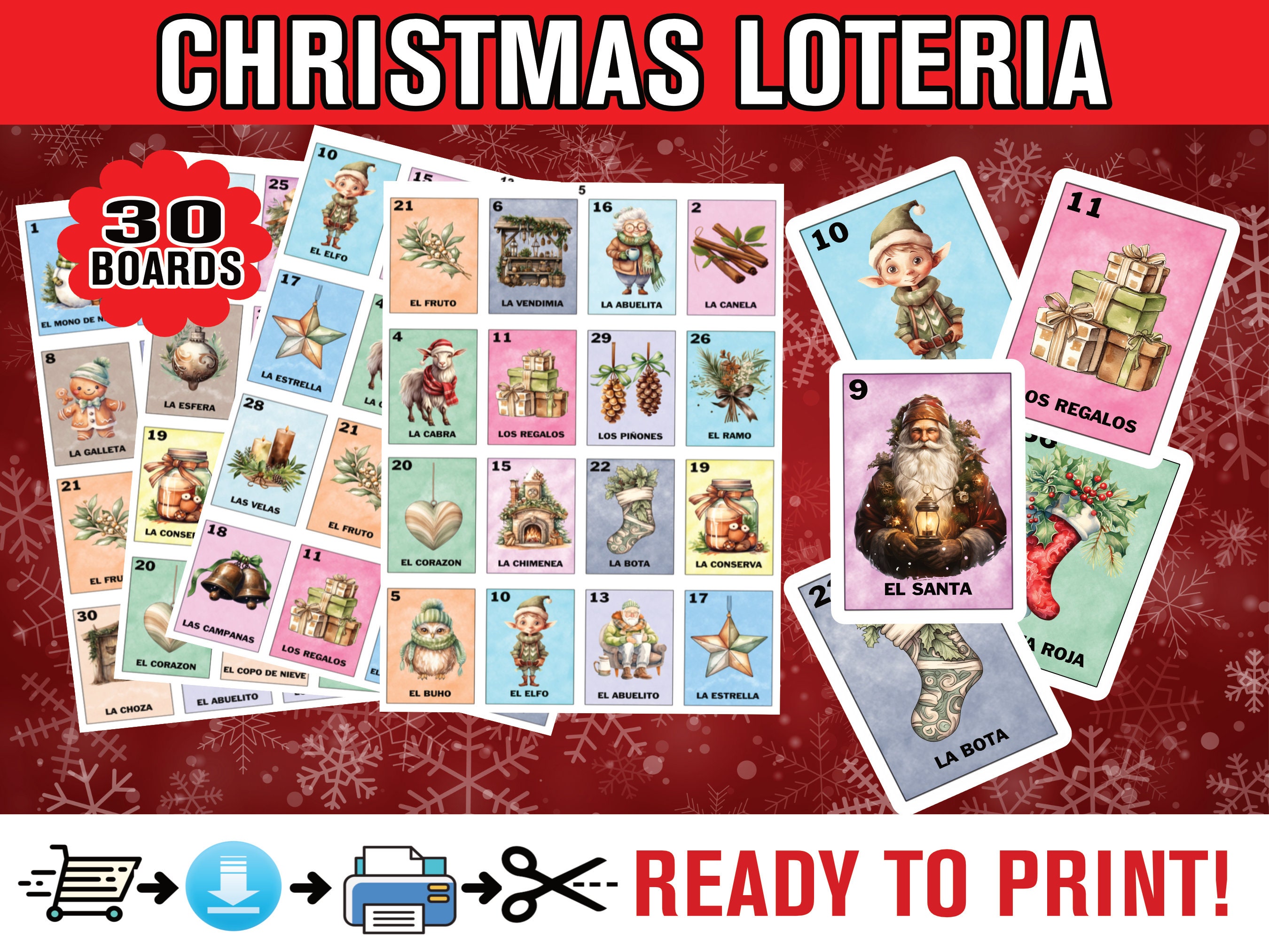 Loteria Navidad Para Imprimir Loteria Navideña En Español Loteria ...