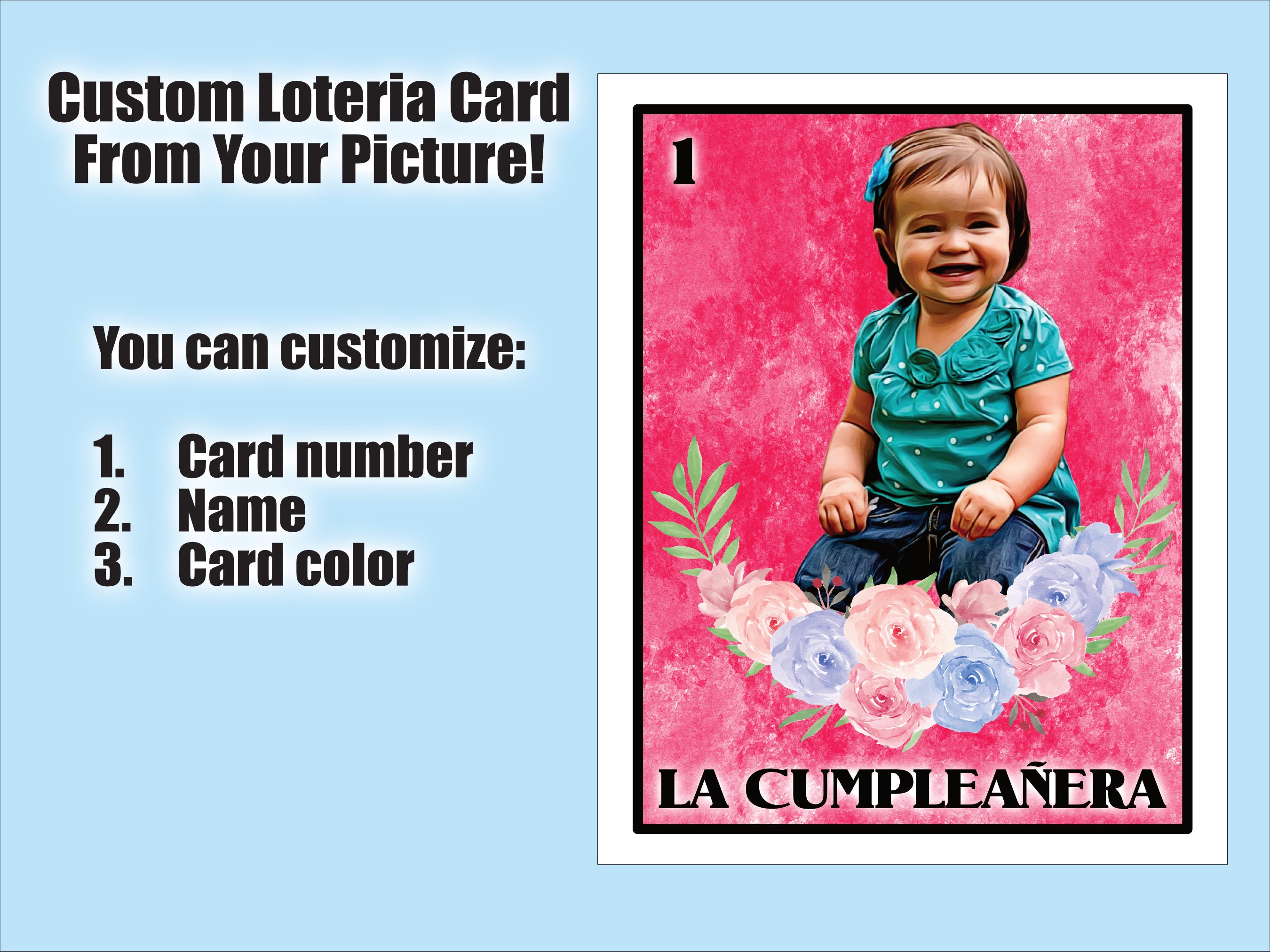 CUSTOM LOTERIA CARD for Birthday Party La Cumpleanera Loteria Card ...