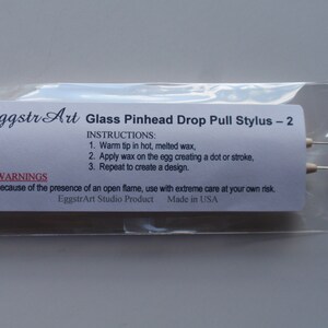 Set of 2 Glass Pinhead Styluses for Egg Decorating, Drop-pull Pysanky ...