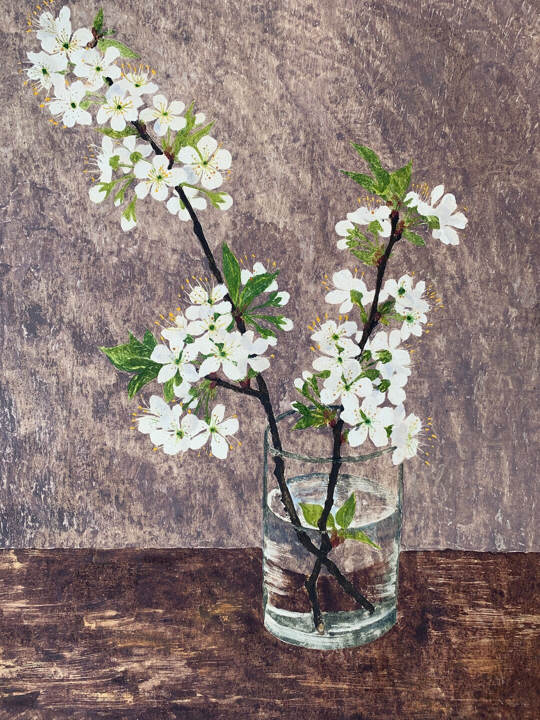 Vintage 1950s Egg Tempera Still Life Painting of a Vase of Flowers by ...