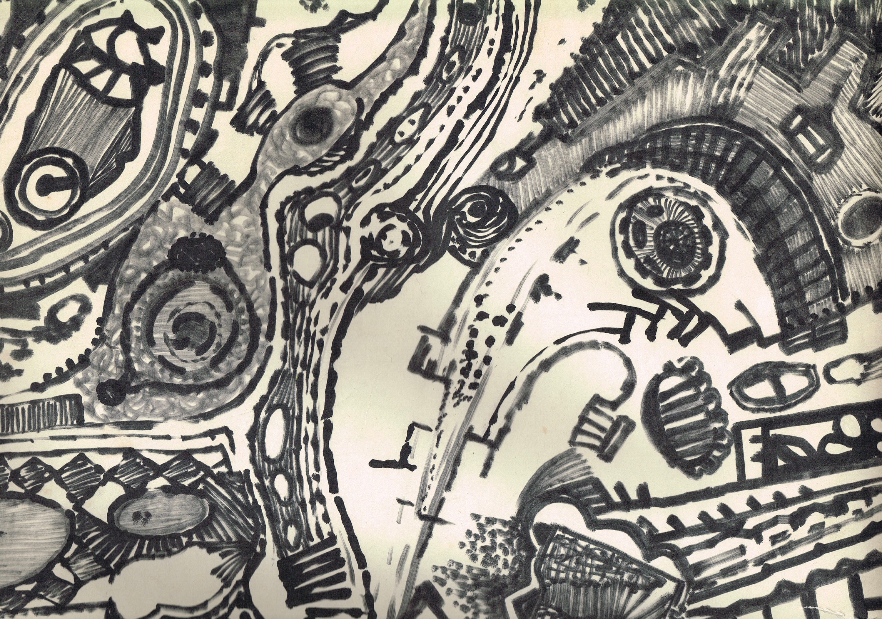 Art & Collectibles pen paint beatnik abstract sketch drawing by Peter J ...