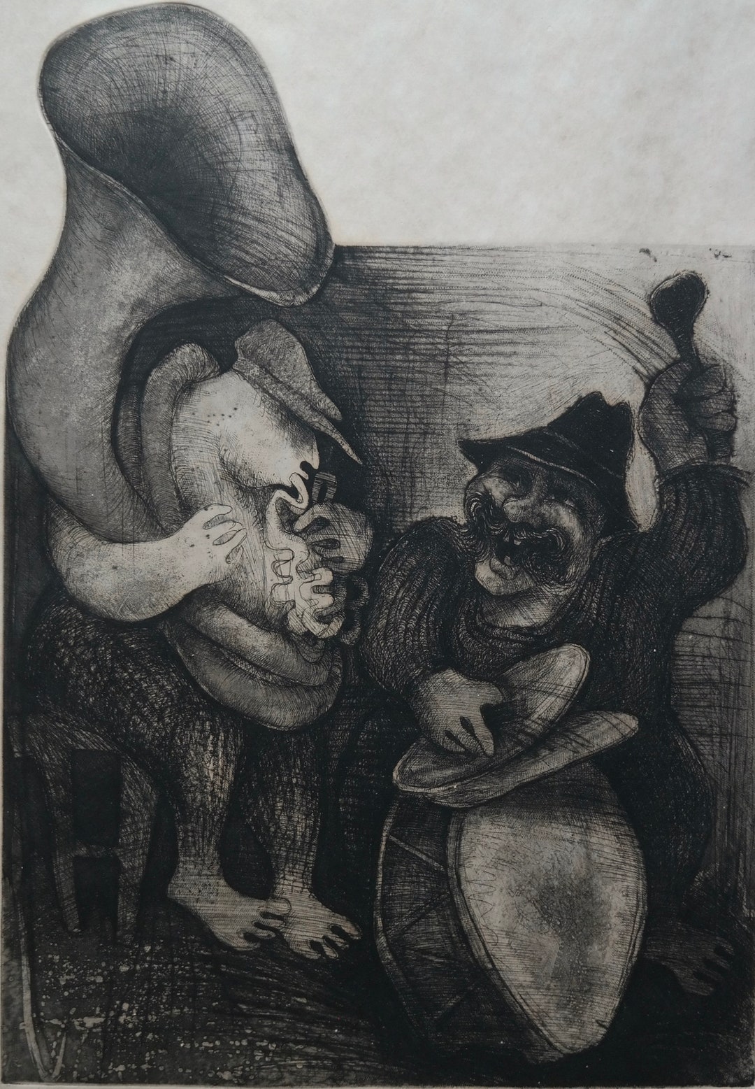 Vintage Very Large 1980s Hand Pulled Etching Engraving Print of ' the ...