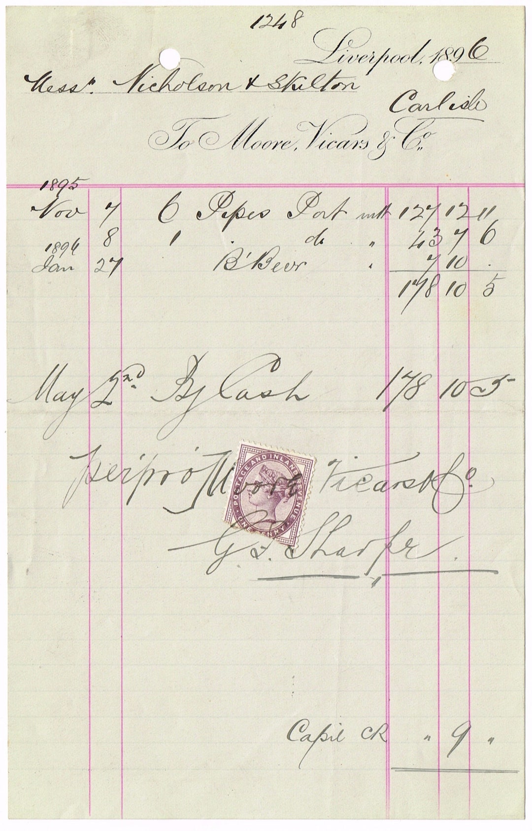 Antique Vintage Edwardian Victorian 19th Century 1800s Invoice - Etsy