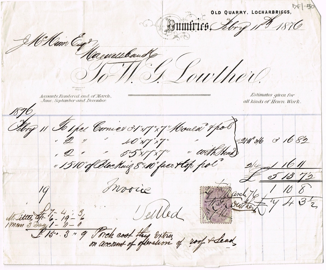 Antique Vintage Victorian 19th Century 1800s Invoice Bills - Etsy