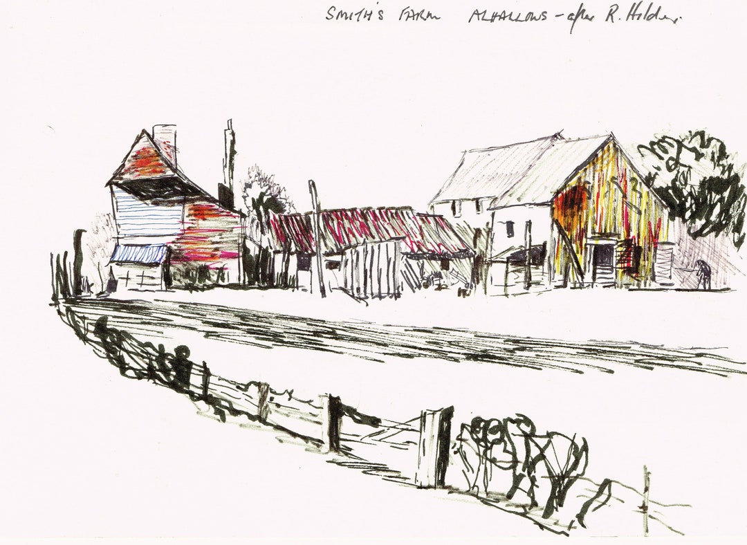 Vintage Original 1980s Pen / Watercolour Sketch Drawings Picture of ...