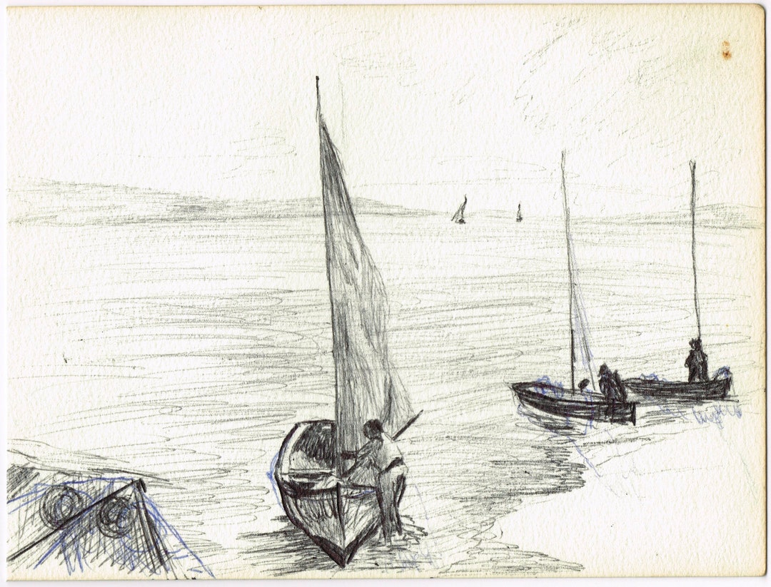 Vintage Original 1950s / 1960s Pencil Sketch Drawing Picture - Etsy