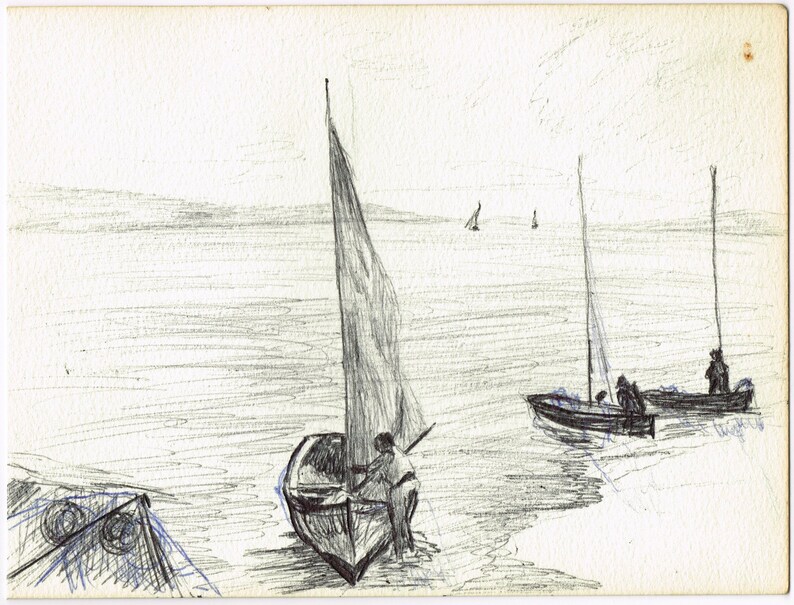Vintage Original 1950s / 1960s Pencil Sketch Drawing Picture - Etsy