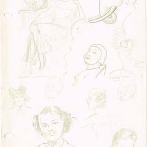 Job Lot of 10 Vintage Original Pencil Pen Scribble / Sketch Drawings ...