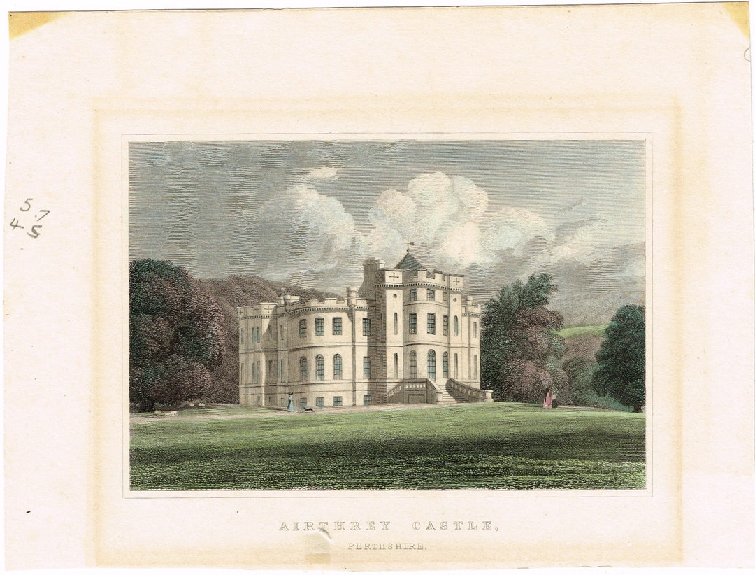 Victorian Hand Coloured Etching Engraving Print of Airthrey Castle ...