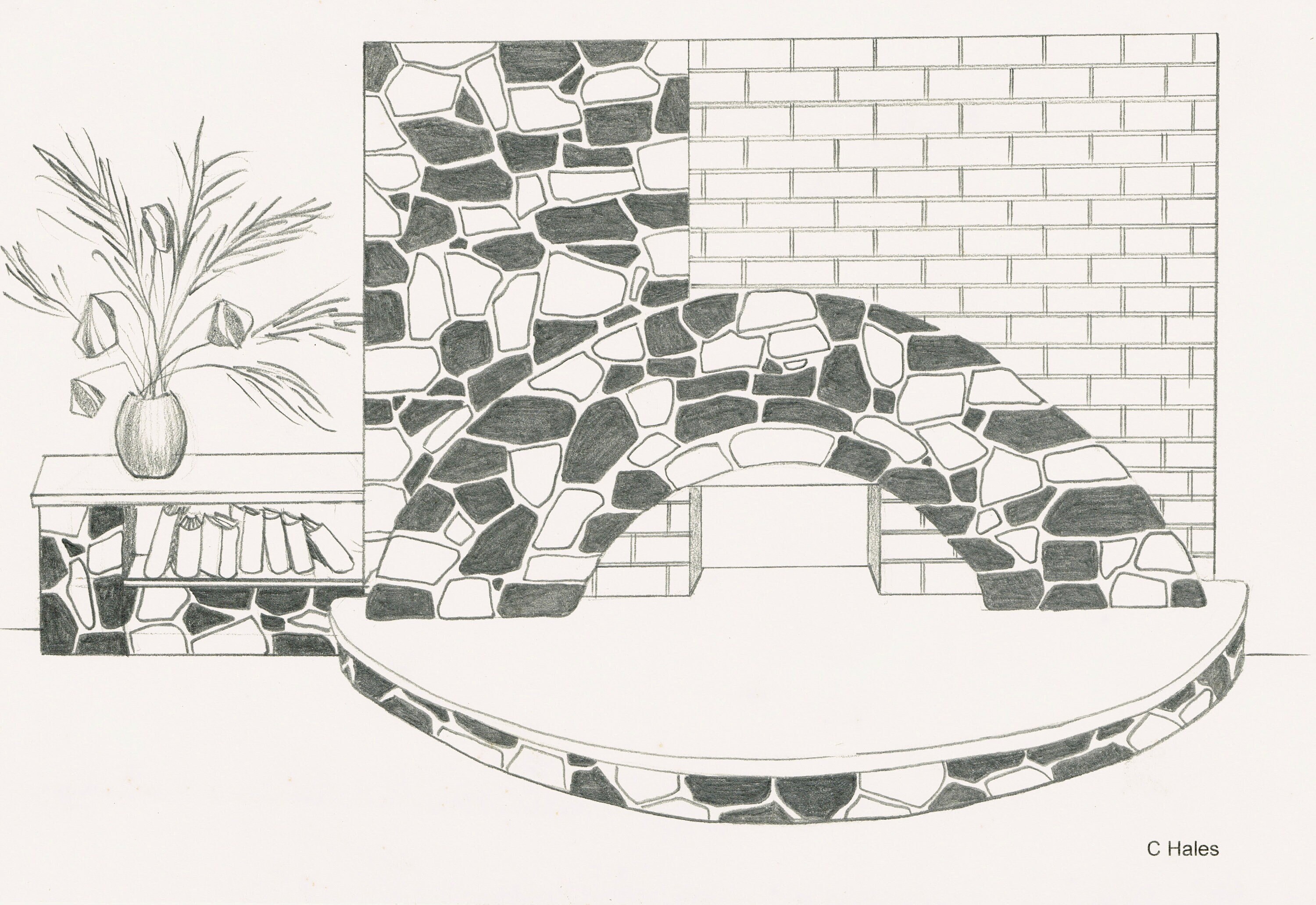 Stone Fireplace Drawing