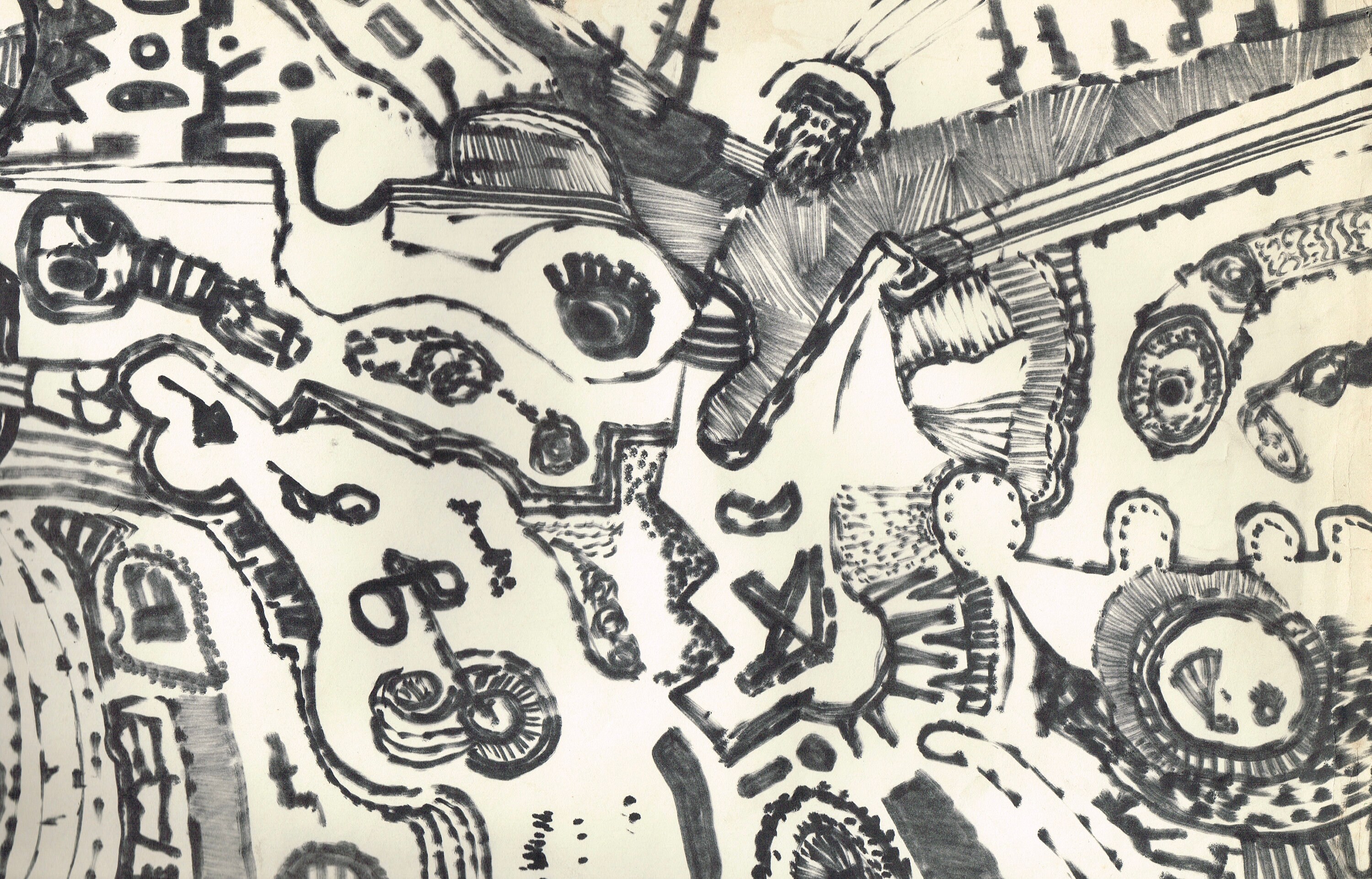 Art & Collectibles pen paint beatnik abstract sketch drawing by Peter J ...