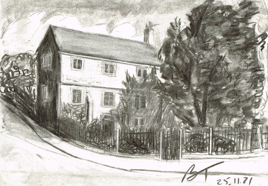 Vintage Original 1970s Pencil Sketch Drawing Picture by B.T Countryside ...