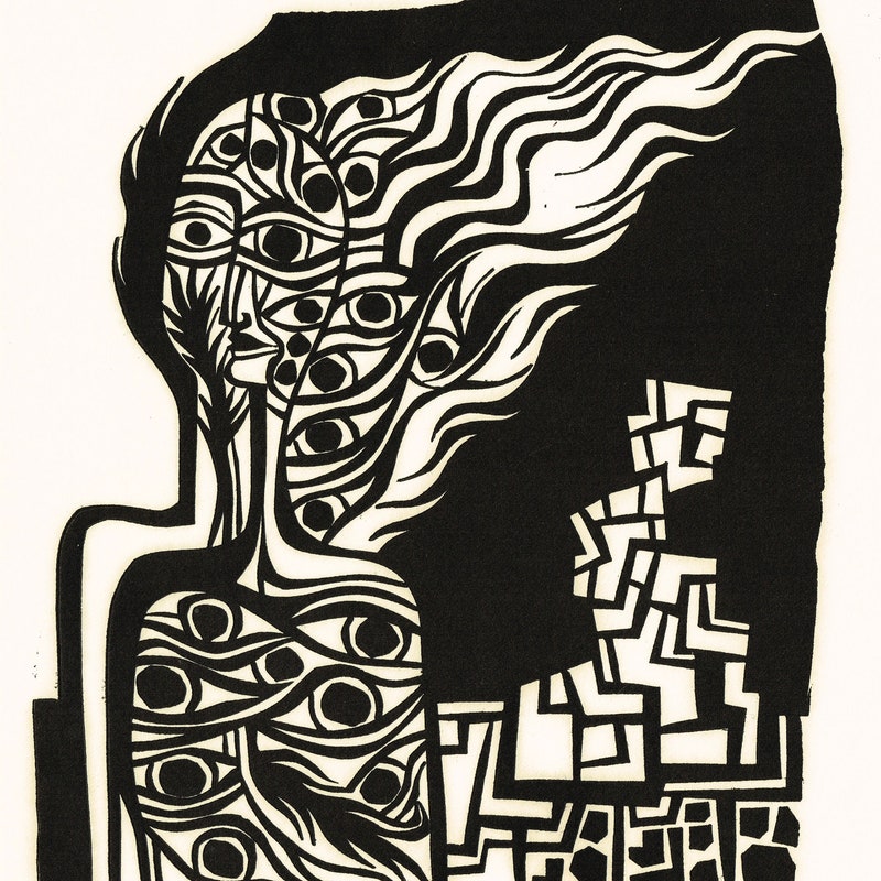 Abstract Lino Cut - Etsy