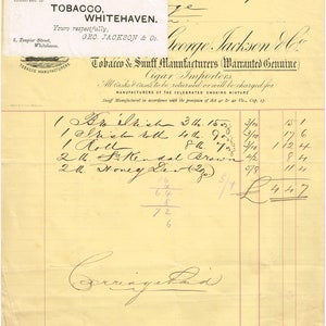 Antique Vintage Victorian 19th Century 1800s Invoice Bills, Britsh ...