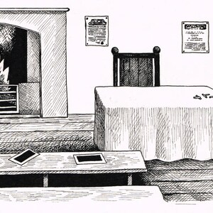 Interior Scene Pen and Ink Drawing , Vintage Original 1960s - Etsy UK