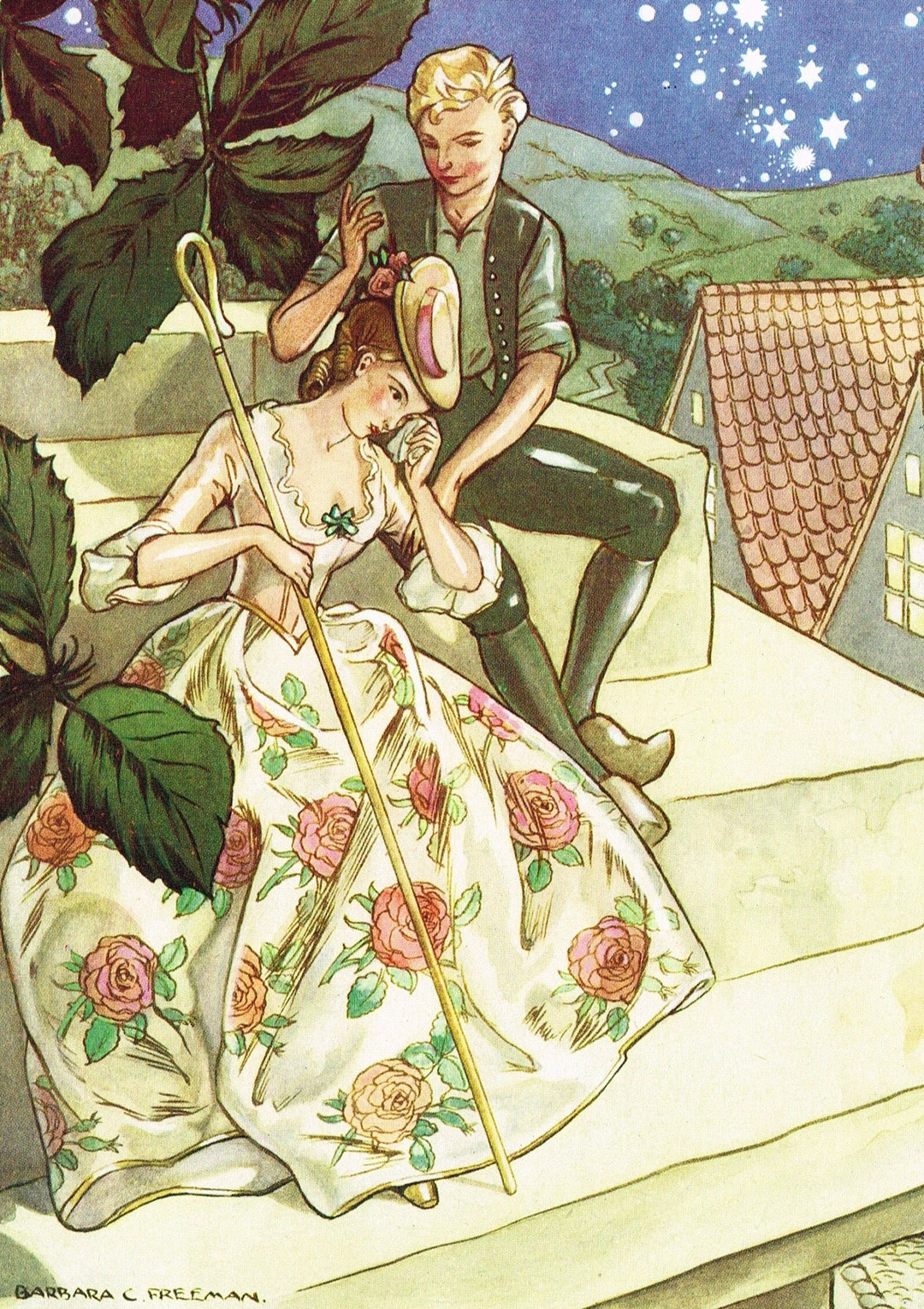 Antique Original Vintage Mounted 1930s Coloured Print, Childrens ...