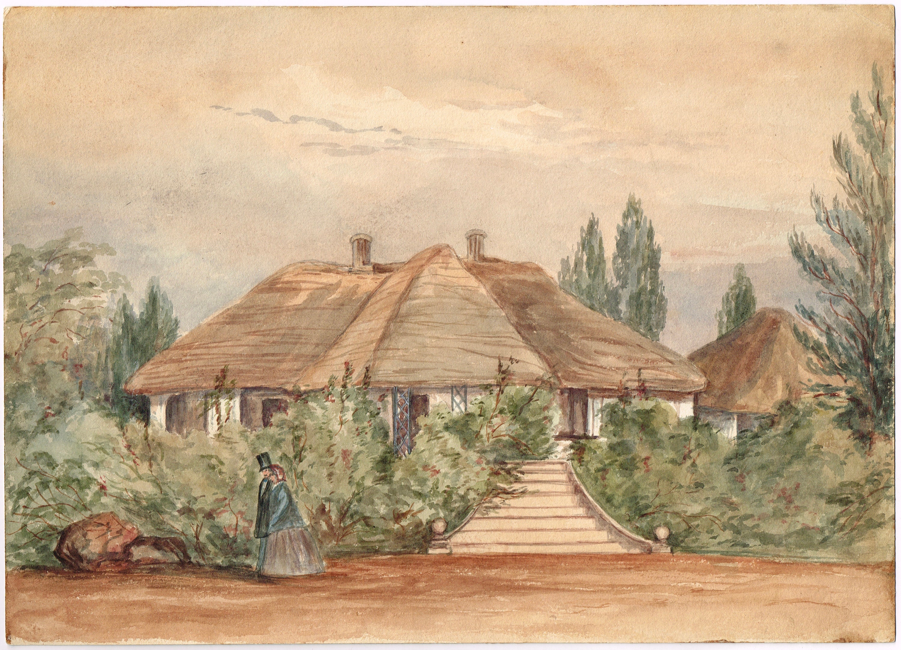 Vintage Antique Edwardian Cottage Cottage Watercolour Painting - Etsy