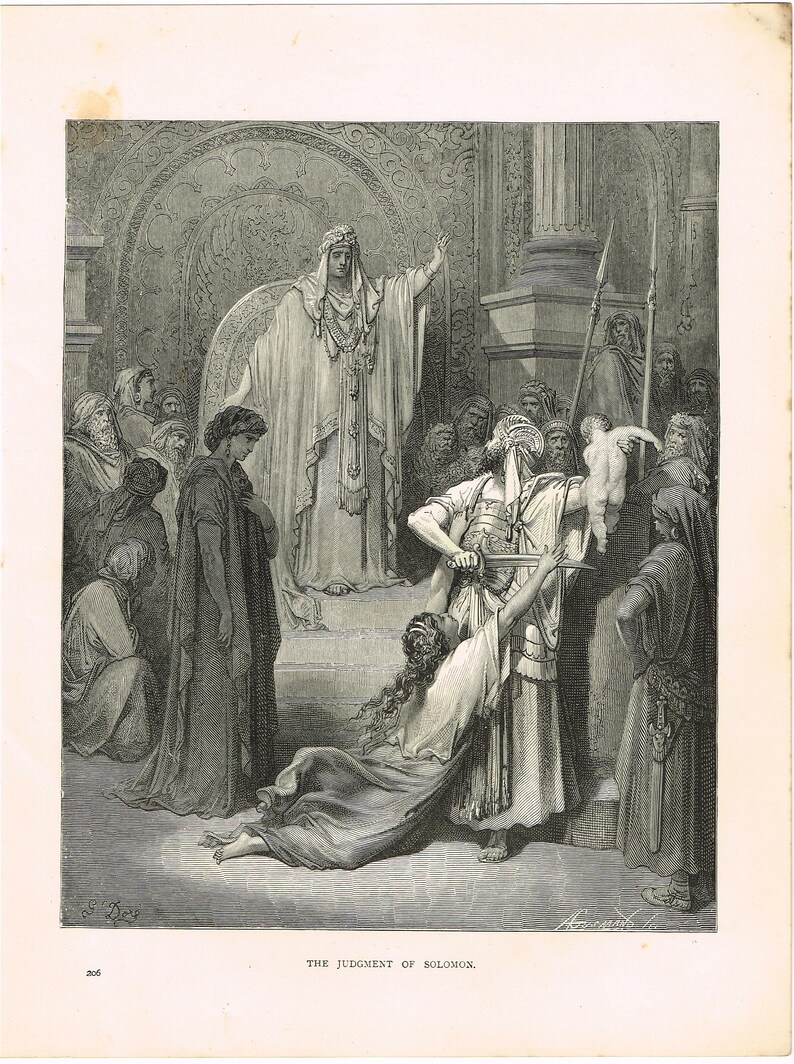 Antique Print ' the Judgement of Solomon ' Gustave - Etsy