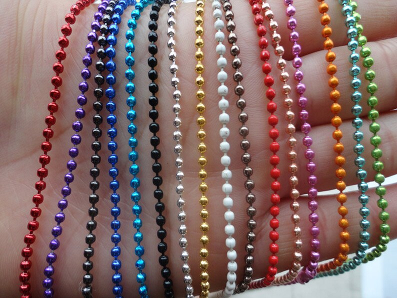 16pcs Assorted Color 16 Colorsball Necklace Chain With Matching ...