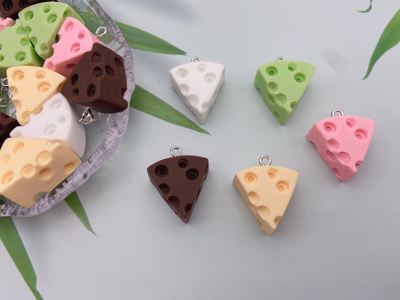 Resin Mixed Color Cheese Charm Food Pendants for Jewelry Making Earring ...