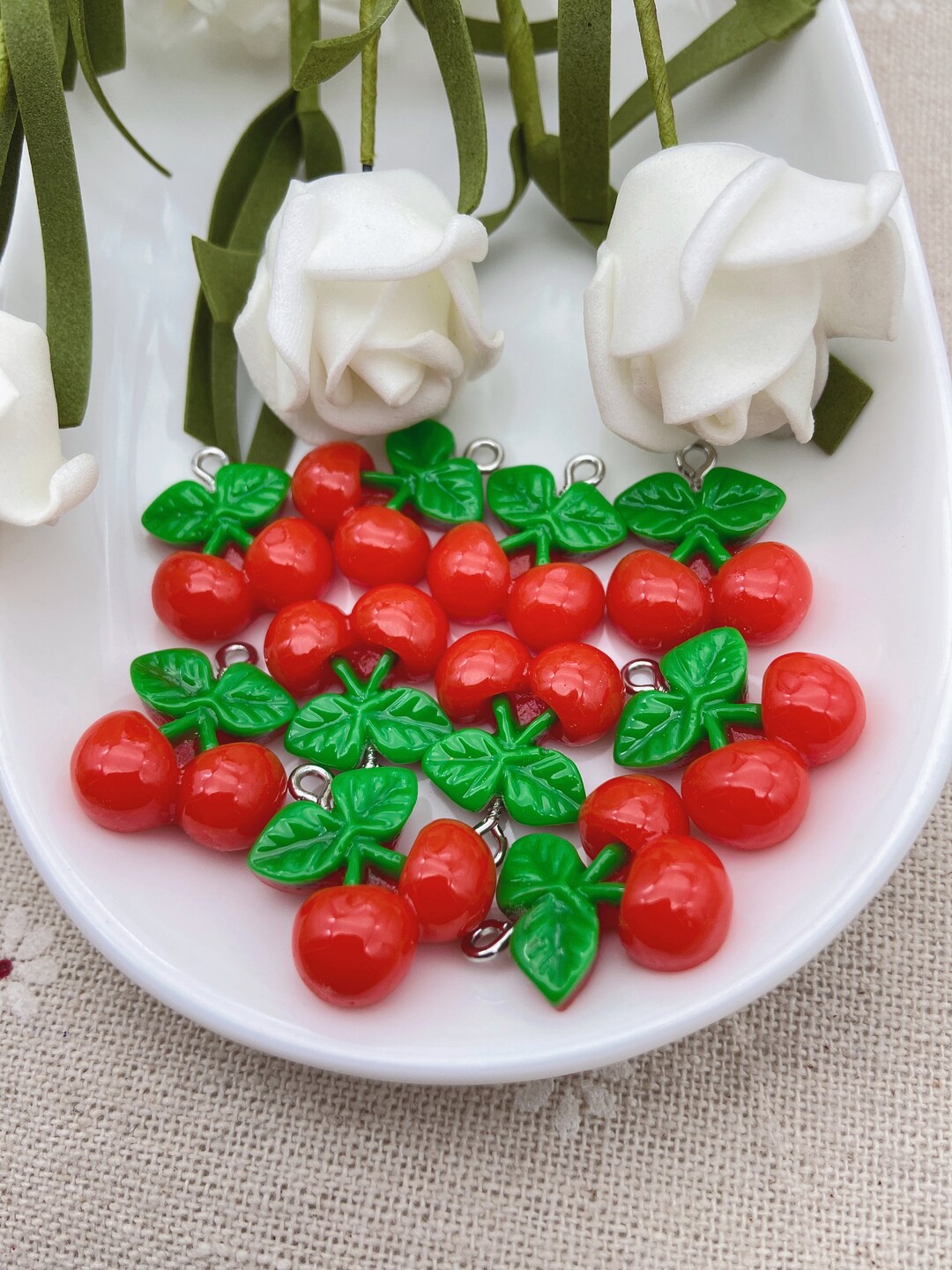 Kawaii Cherry Charms,fruit Pendants for Jewelry Making,earring Necklace ...