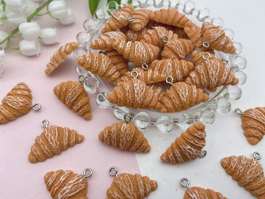 Kawaii Resin Croissant Charms Resin Pendants for Jewelry Making Earring ...