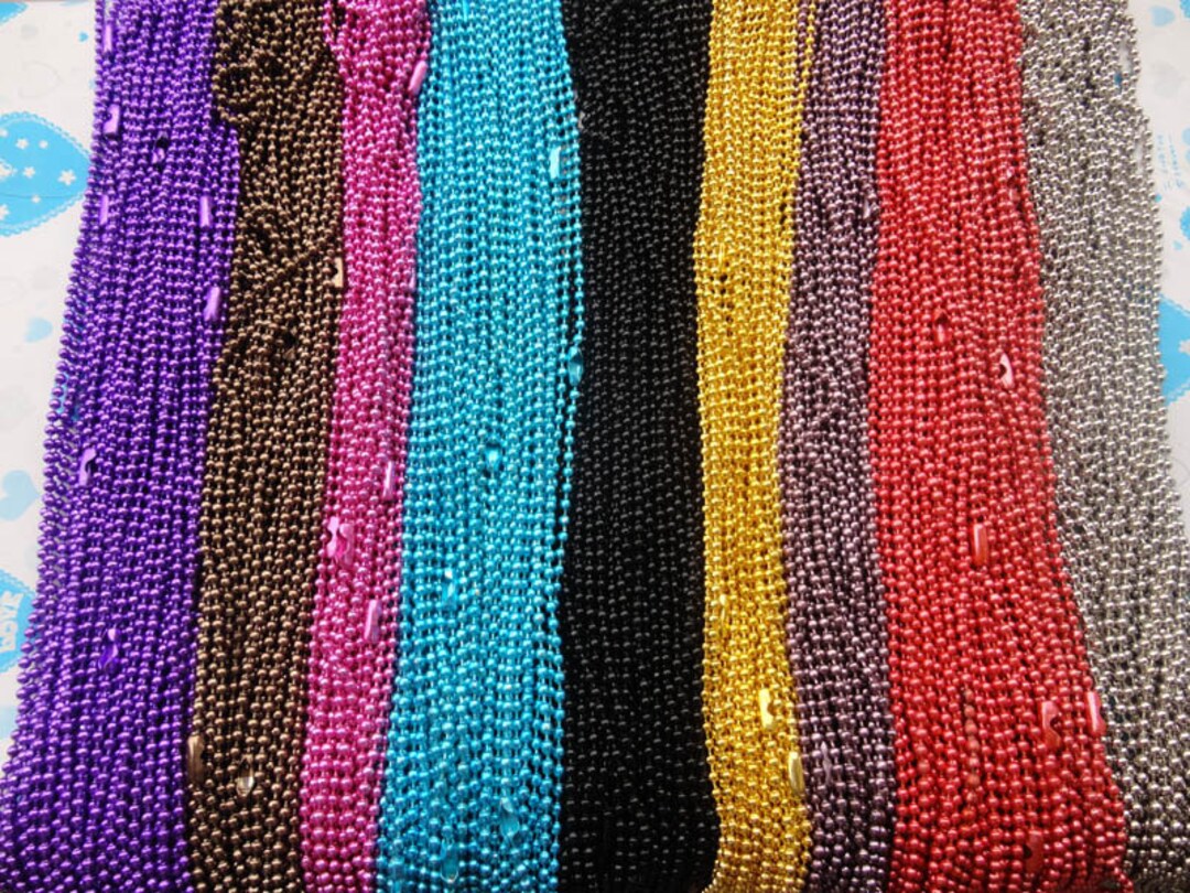 20 Pcs 27 Inch 2.4mm Assorted Color (10-15colors) Ball Necklace Chain ...