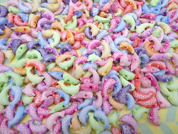 200PCS Mixed Color Tiny Plastic Fish Shape Beads With Hole | Etsy