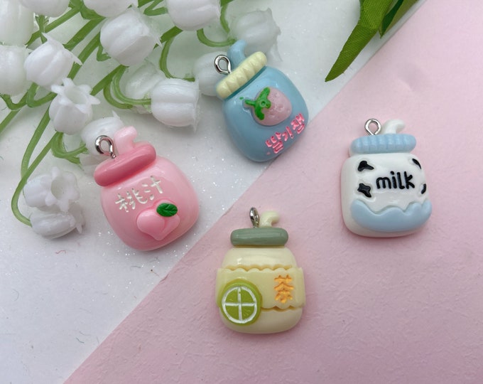 Cute Drink Bottle Resin Cartoon Simulation Fake Food for DIY Jewelry ...