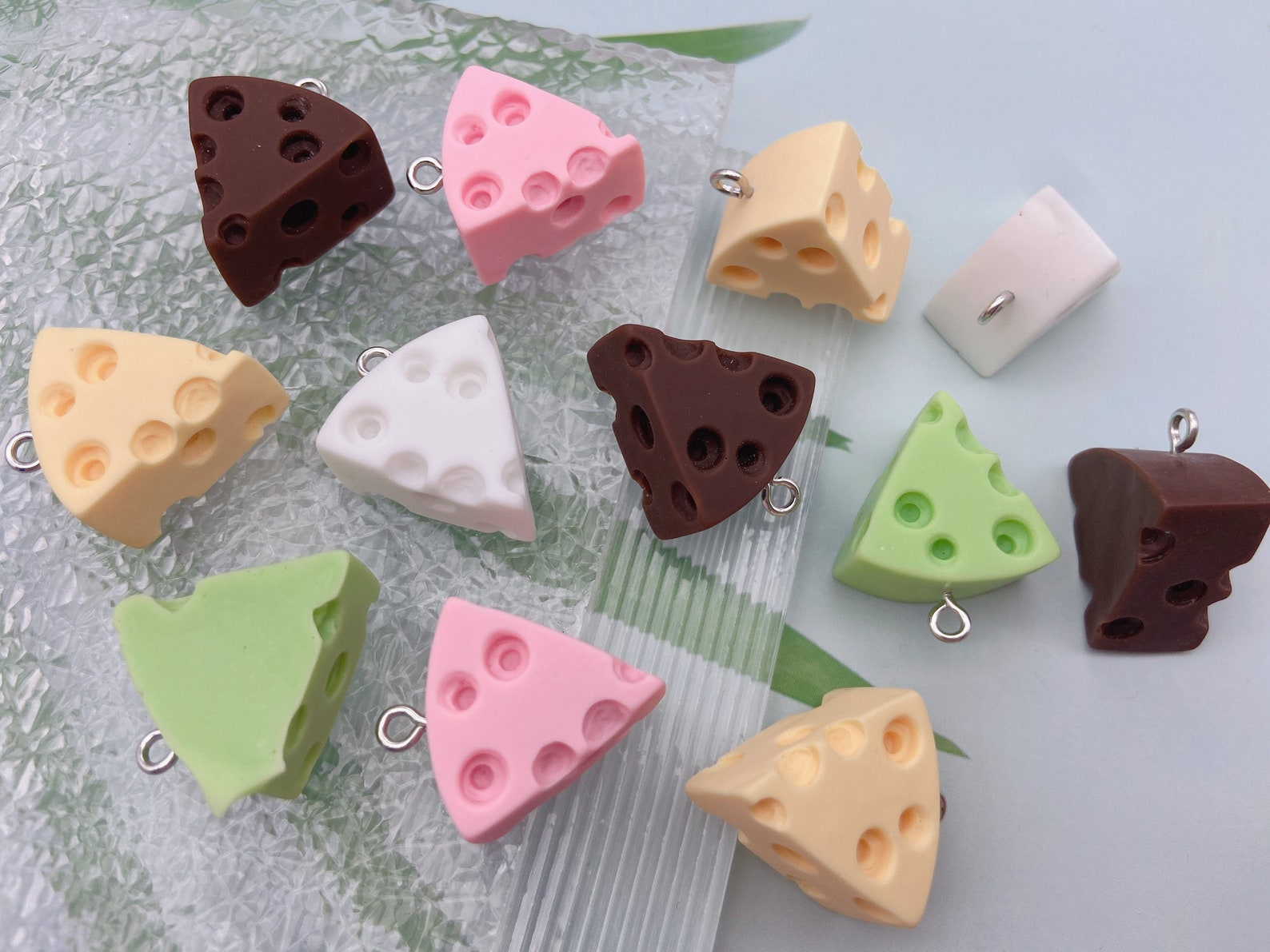 Resin Mixed Color Cheese Charm Food Pendants for Jewelry Making Earring ...