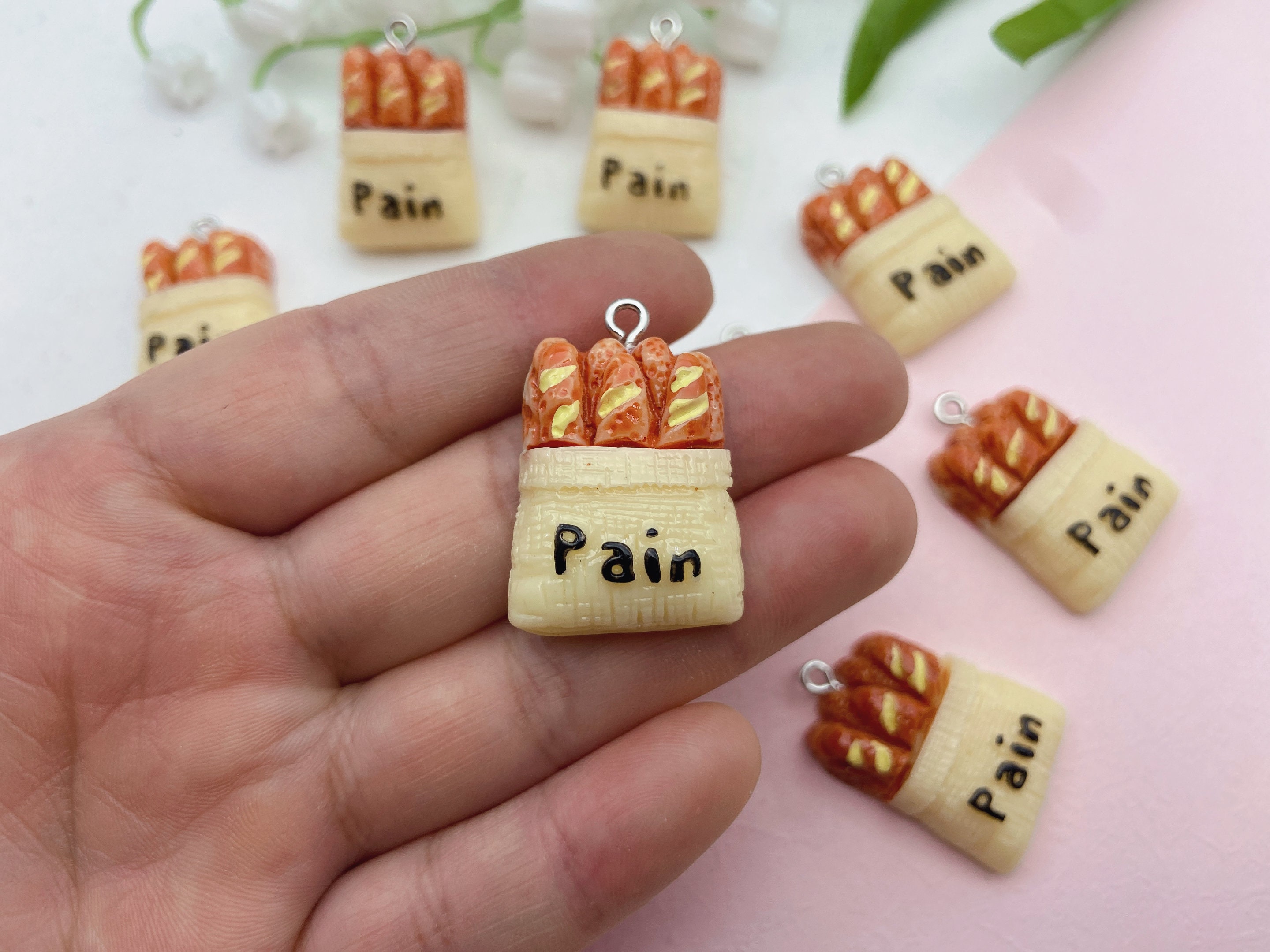 Resin French Bread Charms Plastic Bread Pendants Charms Necklace ...