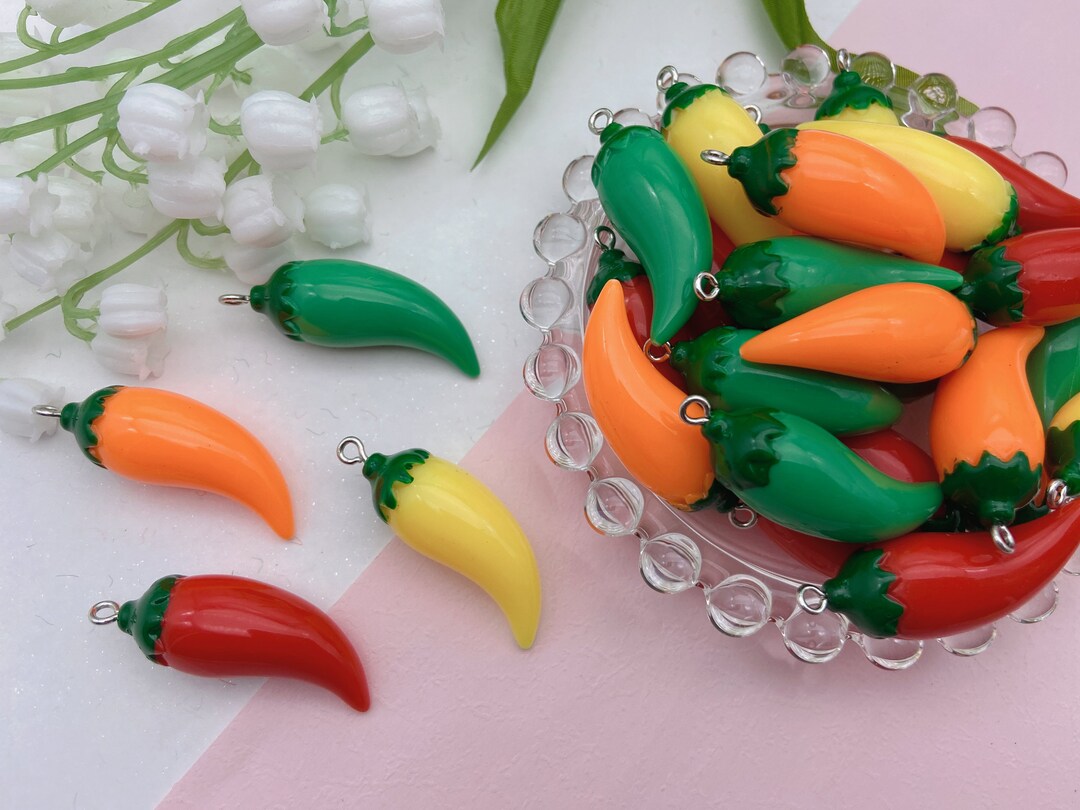 Resin Chilli Pepper Charms,vegetable Pendant for Jewelry Making,earring ...