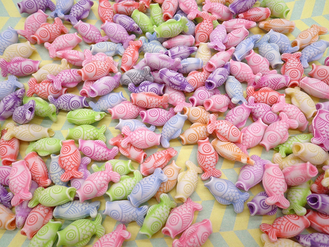200PCS Mixed Color Tiny Plastic Fish Shape Beads With Hole - Etsy