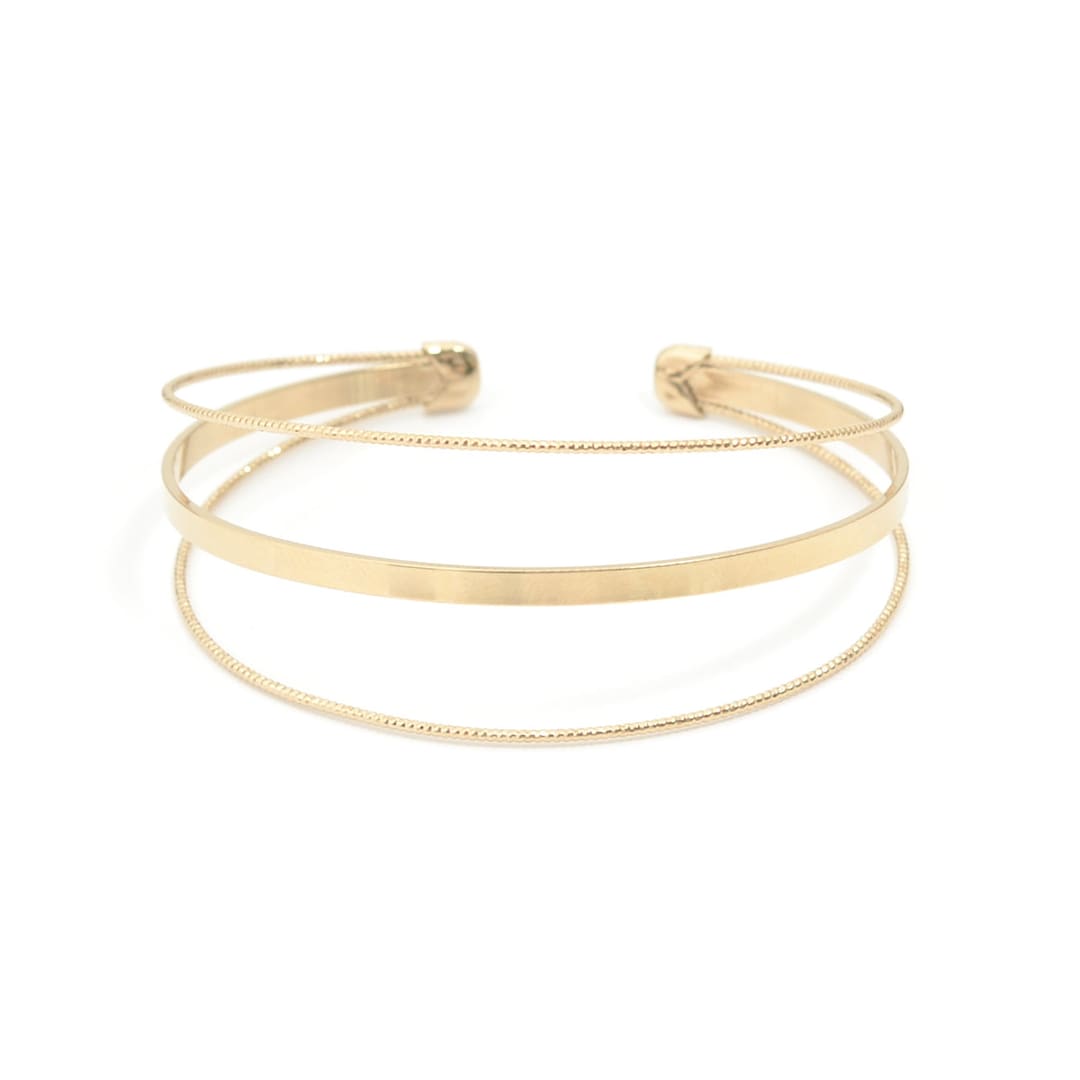 Bracelet Jonc Multi Rang Doré à L'or Fin 24 Carats / Collection Lac - Etsy