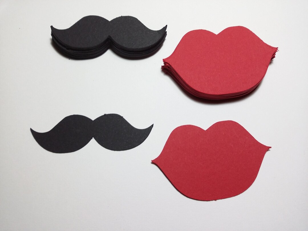 Mustache & Lips Die Cut Set - 48 Pcs, Bridal Shower Decor Tags - Etsy