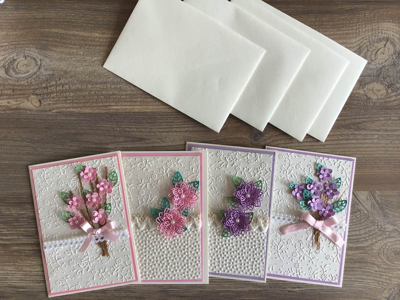 Set of 4 Handmade Greeting Cards. Beautifully Handmade Cards - Etsy