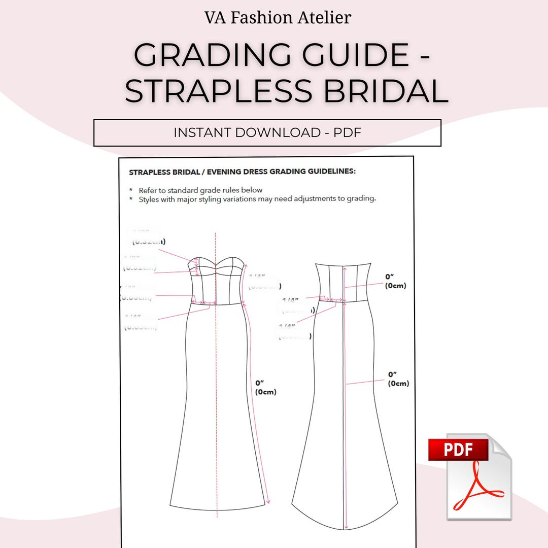 Women's Strapless Dress Bridal Grading Guideline - PDF File A4 ...