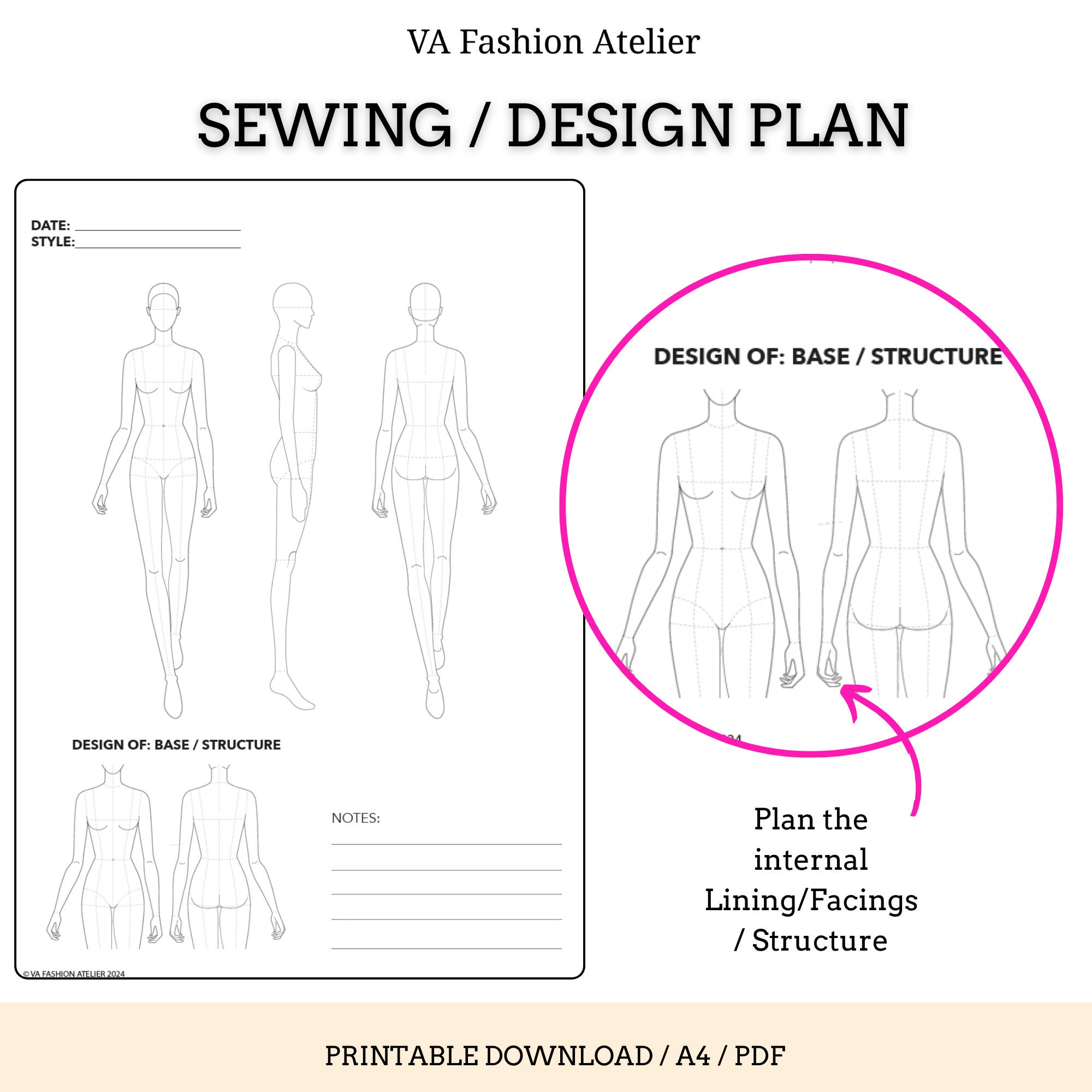 Sewing Design Plan - Fashion Design Templates - Sketch Details Planner ...