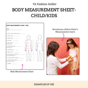 Kid's Body Measurement Sheet - Fashion Sewing Measurement Sheet - Blank ...