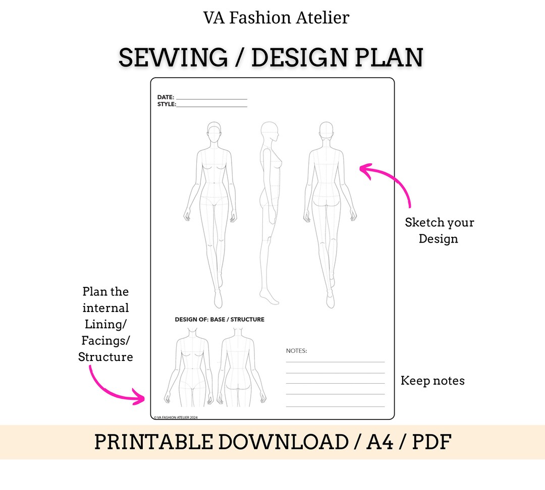 Sewing Design Plan - Fashion Design Templates - Sketch Details Planner ...