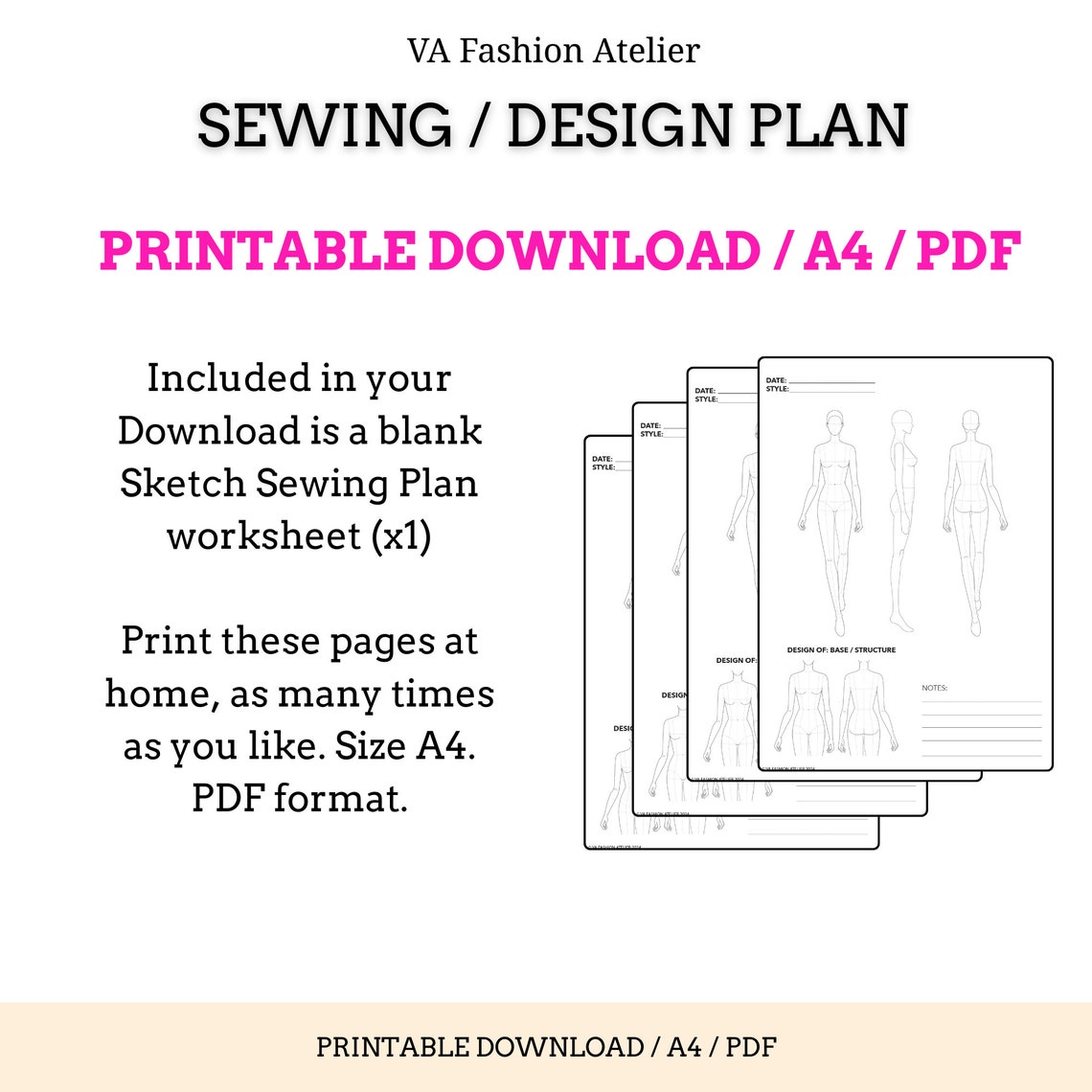Sewing Design Plan - Fashion Design Templates - Sketch Details Planner ...