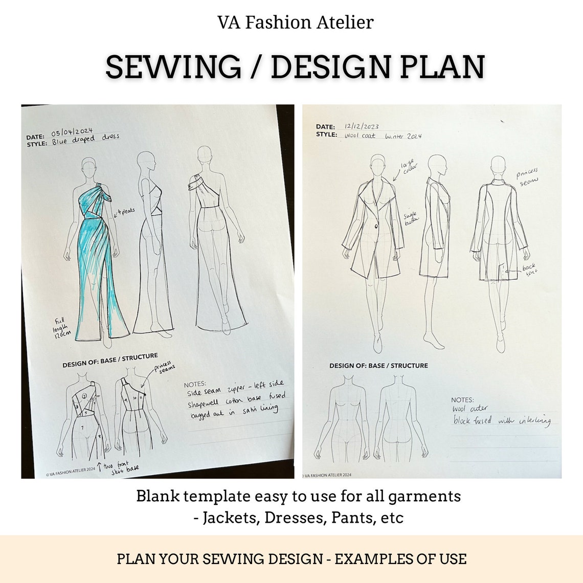 Sewing Design Plan - Fashion Design Templates - Sketch Details Planner ...