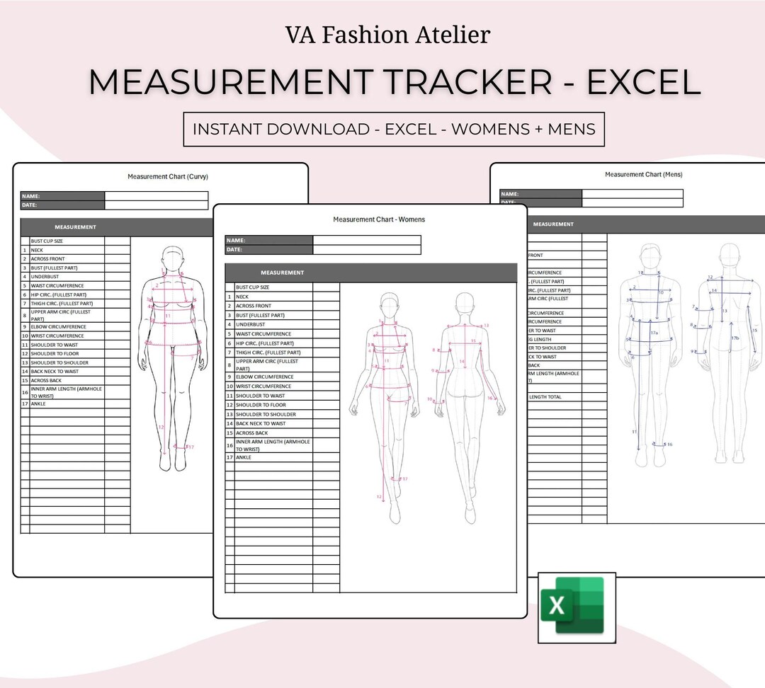 Body Measurement Sheet Womens & Mens- Fashion Sewing Measurement Sheet ...