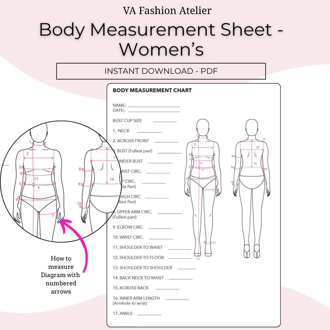 Women's Body Measurement Sheet - Fashion Sewing Measurement Sheet ...