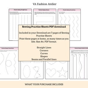 Sewing Practice Sheets Instant Download PDF, Learn to Sew, Beginner ...