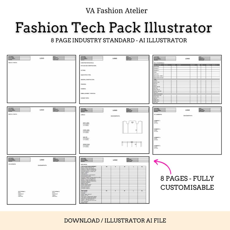 Tech Pack Template for Fashion Manufacturing - Customizable ...