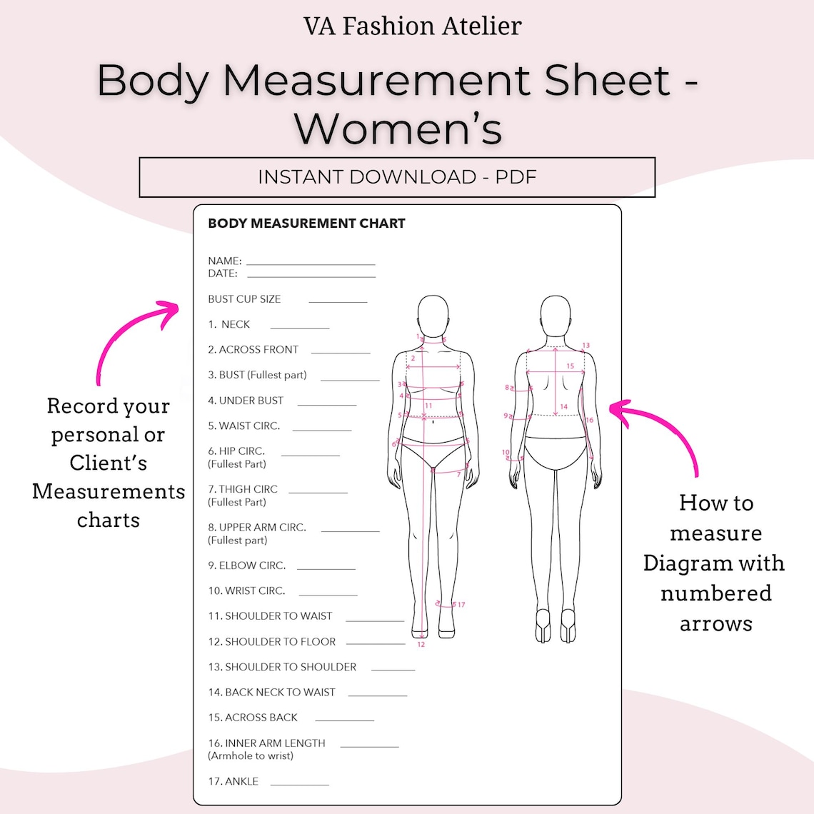 Women's Body Measurement Sheet - Fashion Sewing Measurement Sheet ...
