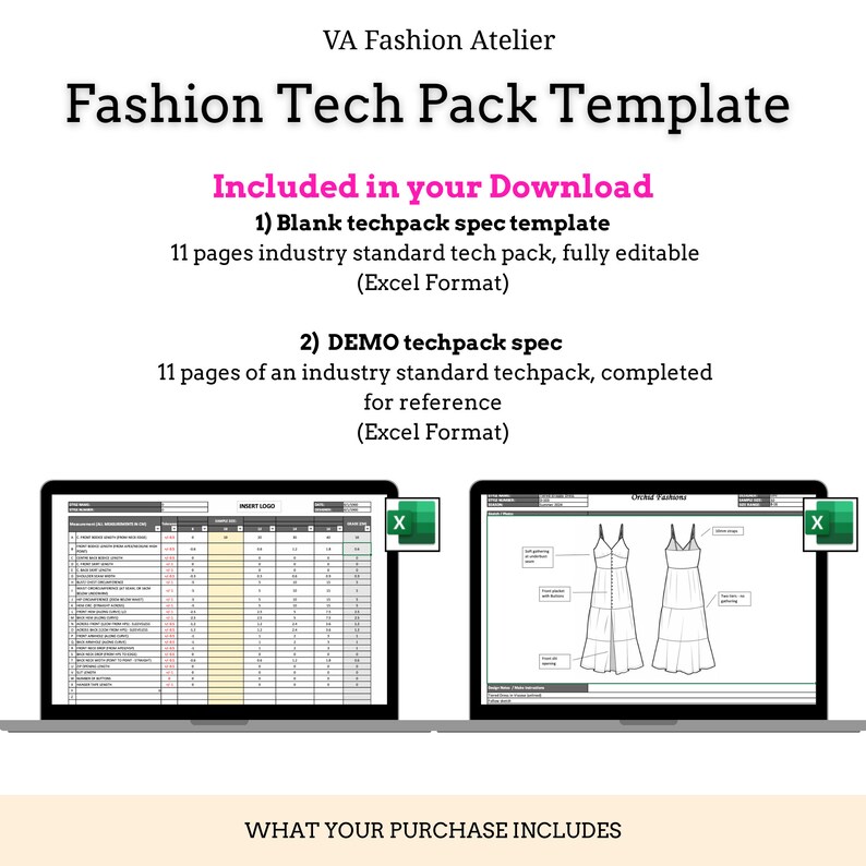 Tech Pack Template for Fashion Manufacturing - Customizable - Excel ...