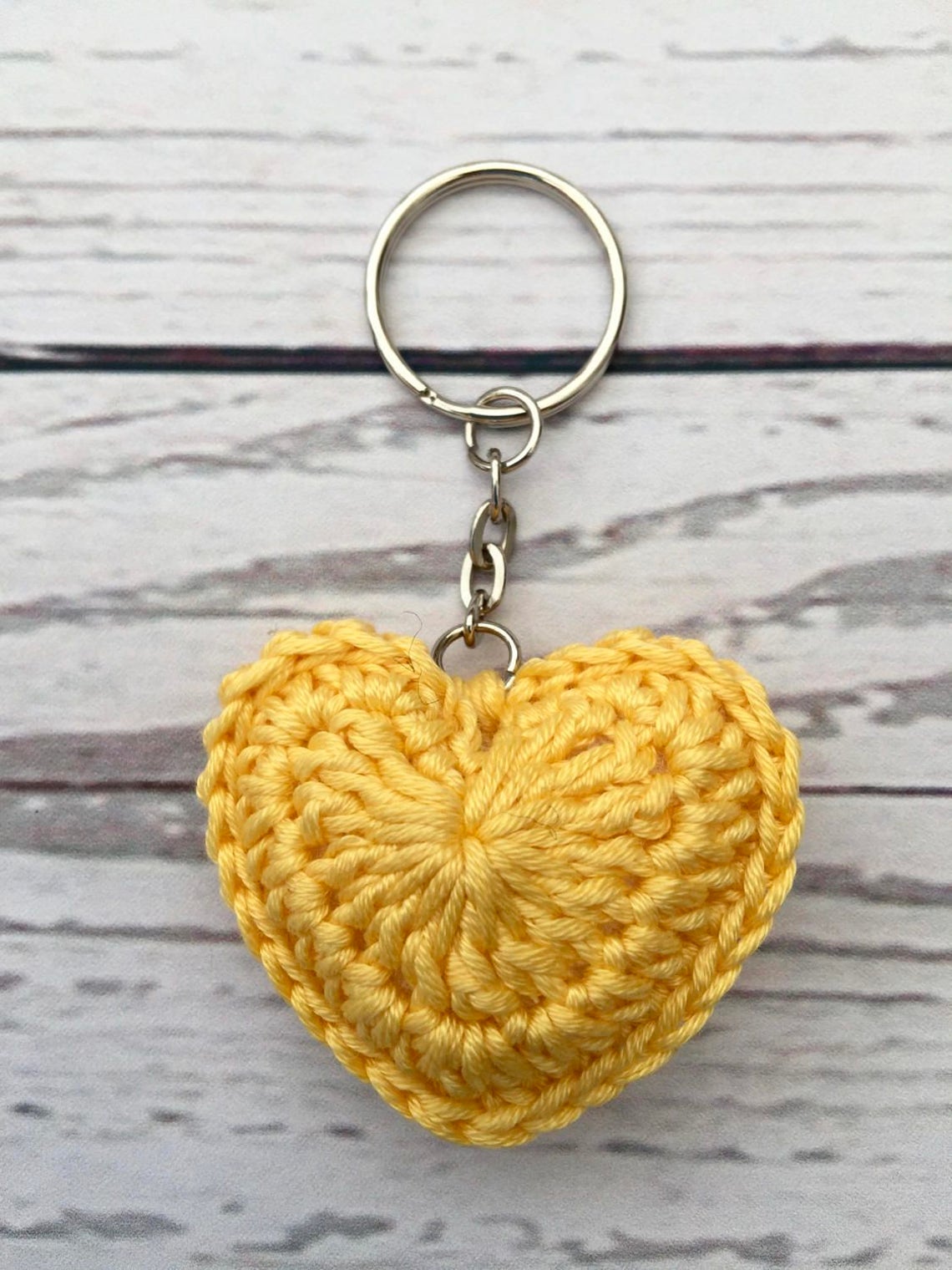 Yellow Heart Crochet Keyring Heart Keyring Crochet Keychain | Etsy UK