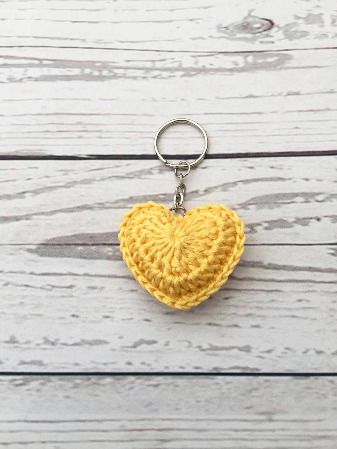Yellow Heart Crochet Keyring Heart Keyring Crochet Keychain - Etsy UK